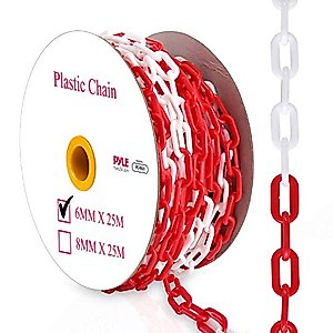 Pyle Safety Chain Barrier Plastic Links - 82' Ft Caution Security Chain Link Barriers Crowd Control, Door Driveway Garage Kids Safety Blocker, Multi color (6mm)