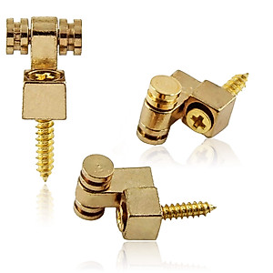 Jersvimc 2 Pcs Guitar Roller String Tree, Gold String Tree Retainer Telecaster String Guide Bass String Retainer Screw for Tele Start(Brass)