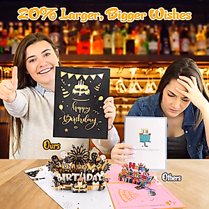 HUAXUS Large Birthday Card Voice Recording - Musical Happy Birthday Cards, 3D Pop up Birthday Cards Gift for Husband, Men, Women(20s recording time)