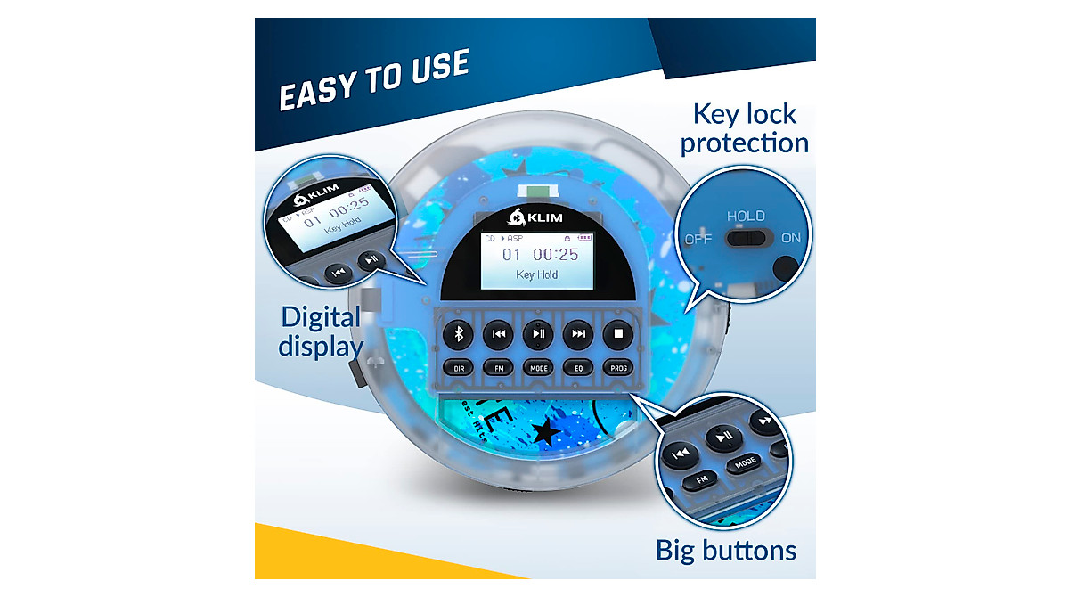 KLIM Nomad Transparent 2024 CD Player with Bluetooth & FM Radio