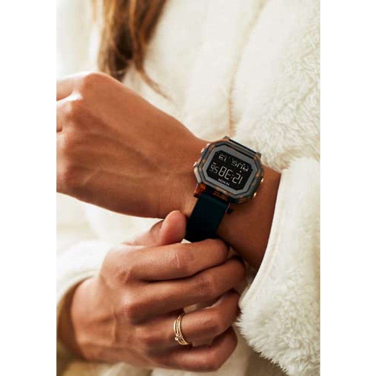 NIXON Siren A1210 - Tortoise - 100m Water Resistant Women's Digital Sport Watch (38mm Watch Face, 18mm-16mm Pu/Rubber/Silicone Band)