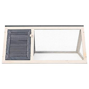 Tidyard Wooden Rabbit Cage with Door Fir Wood Chicken Coop House Guinea Pig Small Animal Pet Cage Gray 38.5 x 19.6 x 16.1 Inches (L x W x H)