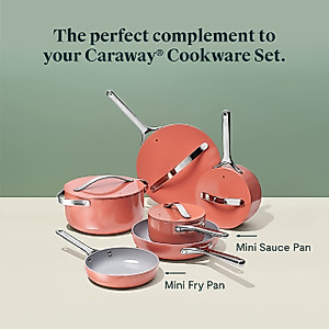 Caraway Mini Duo - Non-Stick Ceramic Mini Fry Pan (1.05 qt, 8") & Mini Sauce Pan (1.75 qt) - Non Toxic, PTFE & PFOA Free - Oven Safe & Stovetop Agnostic (Gas, Electric & Induction) - Perracotta