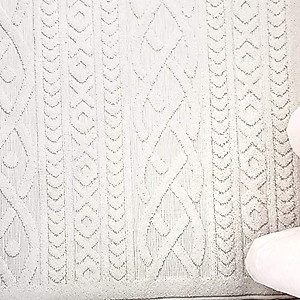 Orian Rugs Boucle Collection 403848 Indoor/Outdoor High-Low Jenna Area Rug 5'2" x 7'6", Natural Ivory, 5 ft 2 in x 7 ft 6