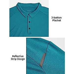 marami Mens Polo Long Sleeve - UPF Quick Dry Fishing Running Tennis Outdoor Classic Collared Golf Shirt Lake Blue Size XL