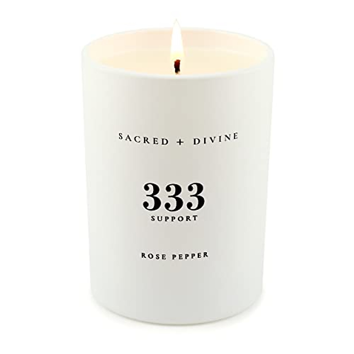 Sacred + Divine 333 "Support Scented Intention Candle, Rose Pepper, Angel Number Manifestation Candle, Soy Coconut Aromatherapy Candle with 80 Hour Burn Time