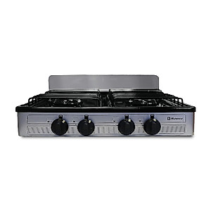 Koblenz PSK-400S 4 Portable Porcelain Cover and Four 16,000 BTU Burners, Stainless Steel Stove for Propane Gas, Silver