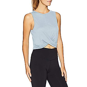 Bestisun Womens Crop Workout Tops Cropped Workout Tank Yoga Tops Pilates Athletic Shirts Crop Tank Top Gym Exercise Clothes Gray Blue S