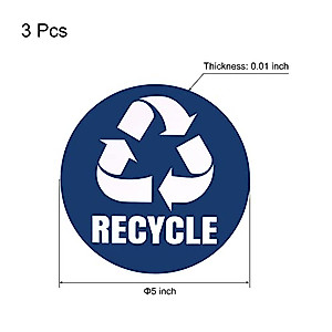 MECCANIXITY Recycle Sticker Bin Labels 5 Inch Large Recycling Vinyl for Stainless Steel/Plastic Trash Can, Blue Pack of 3