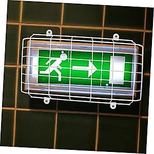 PHENOFICE 2pcs School Evacuation Sign Emergency Sign Covers Exit Sign Light Covers Wire Exit Sign Cage Emergency Light Exit Sign Wire Guard Light Switch Covers Guard LED Exit Sign Iron White