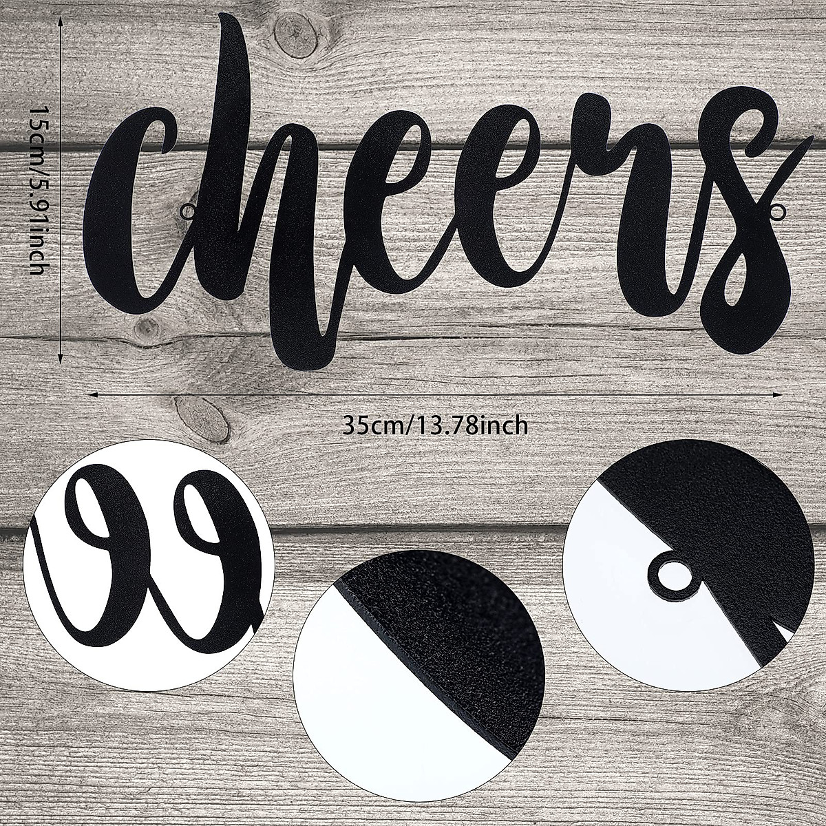 Cheers Wall Decor Cheers Sign Metal Bathroom Cheers Sign for Home, Office, Living Room Decoration, Black