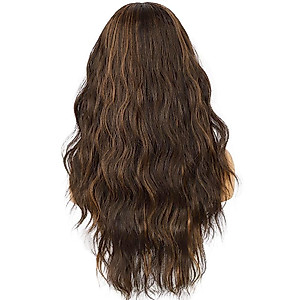 SAPPHIREWIGS Headband Wig Loose Body Wavy Glueless Synthetic Hair Wigs for Black Women Wave None Lace Front Wigs Mix Brown Color Headband Wigs 150% Density 26inches