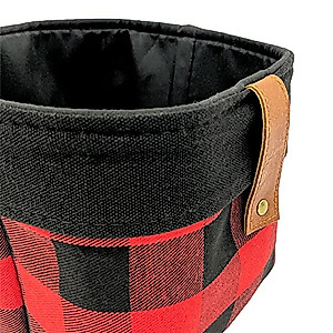 Square Canvas Storage Basket in Black/Red Buffalo Check, 6" H x 8" W
