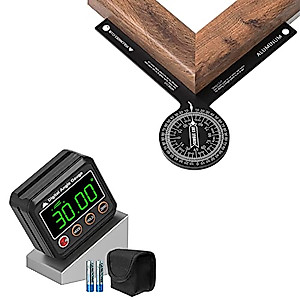 VOLCANOES CLUB Magnetic Digital Angle Finder with 7’’ Aluminum Angle Finder Gauge - Woodworking Tool Set for Carpenters, Plumbers, Building Trades