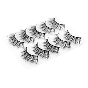 PURELEOR Natural Look Eyelashes 3D Mink Cat Eye Lash Wispies 15mm Manga Lashes 5 Pairs Soft Reusable False Eyelashes Lightweight, No Glue Included