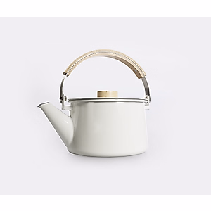 Kaico White Enamelware Tea Kettle by Koizumi Studio - Good Design Award Winner
