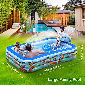 Hamdol Inflatable Swimming Pool with Sprinkler, Kiddie Pool 99" X 72" X 22" Family Full-Sized Inflatable Pool, Blow Up Lounge Pools Above Ground Pool for Kids, Adult, Age 3+, Outdoor, Garden, Party
