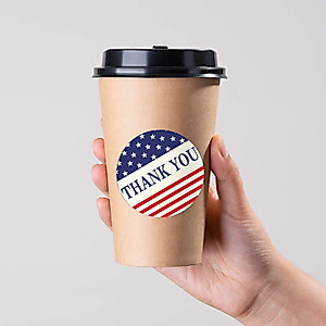 YINHEXI American Flag Thank You Stickers, 500 Labels Per Roll for Small Business Packaging, Seal Stickers (Style-A, 2inch)