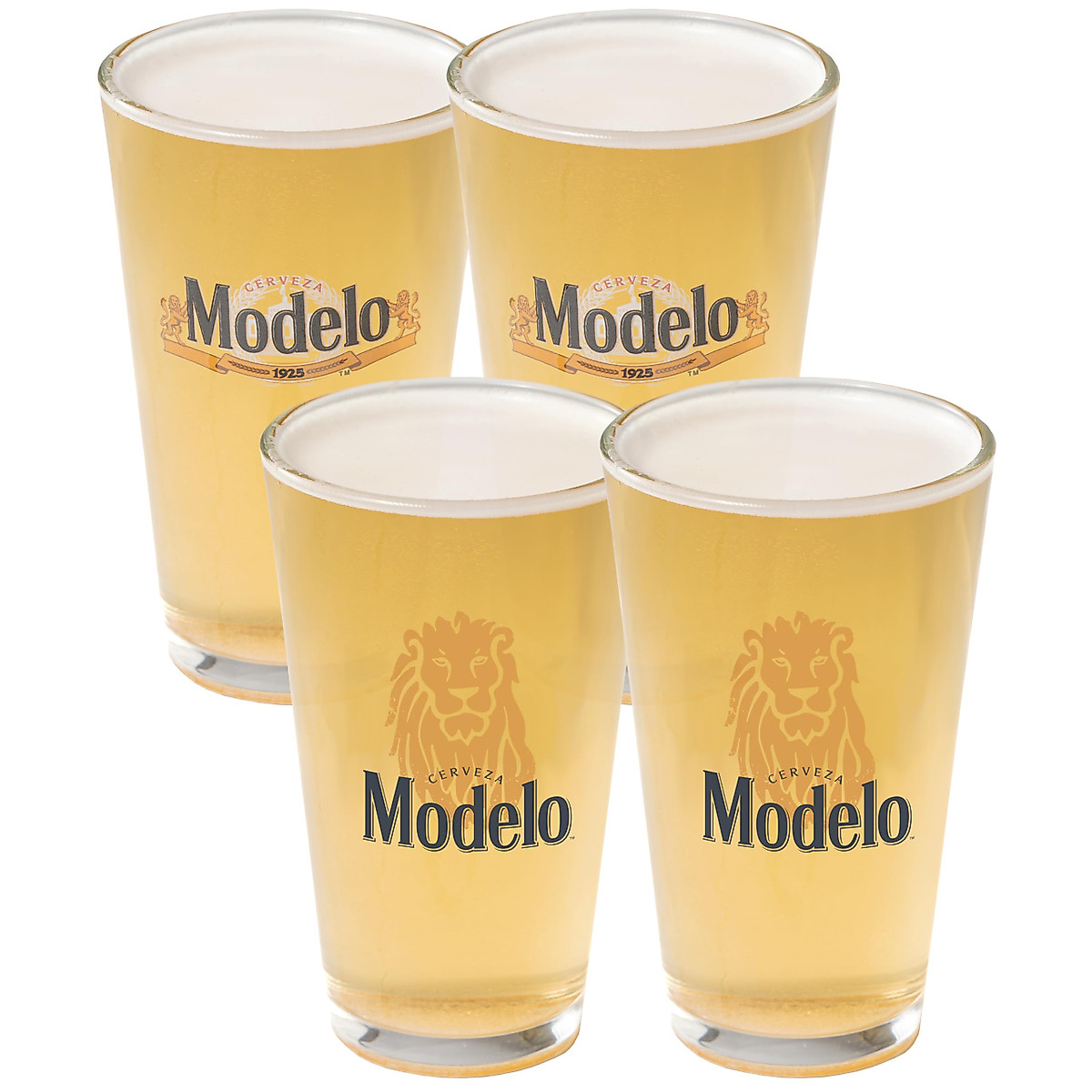 LORD'S ROCKS Modelo 16oz Pint Glass - Set of 4 Authentically Licensed Compatible