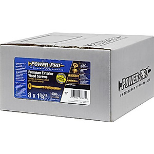 Power Pro 967774 Wood Screws, #8 x 1-3/4", Premium Outdoor Deck Screws, Rust Resistant, Epoxy Coated Bronze, 4000pcs Box