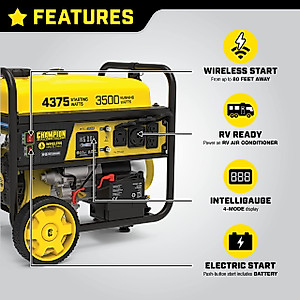 Champion Power Equipment 201181 4375/3500-Watt Remote Start Portable Generator, CO Shield