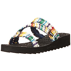 MUK LUKS Women's Wave Riptide Sandals, White Multi, 9