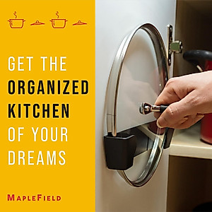 Pot Lid Organizer for Cabinet Door - Pan Lid Holder Cabinet Door - 6" & 9" Pot Lid Holder Wall Mount - Plastic Peel & Stick Cabinet Door Pan Lid Organizer - Lid Holder for Cabinet Door - 6 Pack