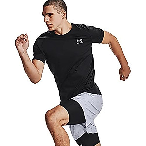 Under Armour Men's Armour HeatGear Fitted Short-Sleeve T-Shirt , Black (001)/White , Large