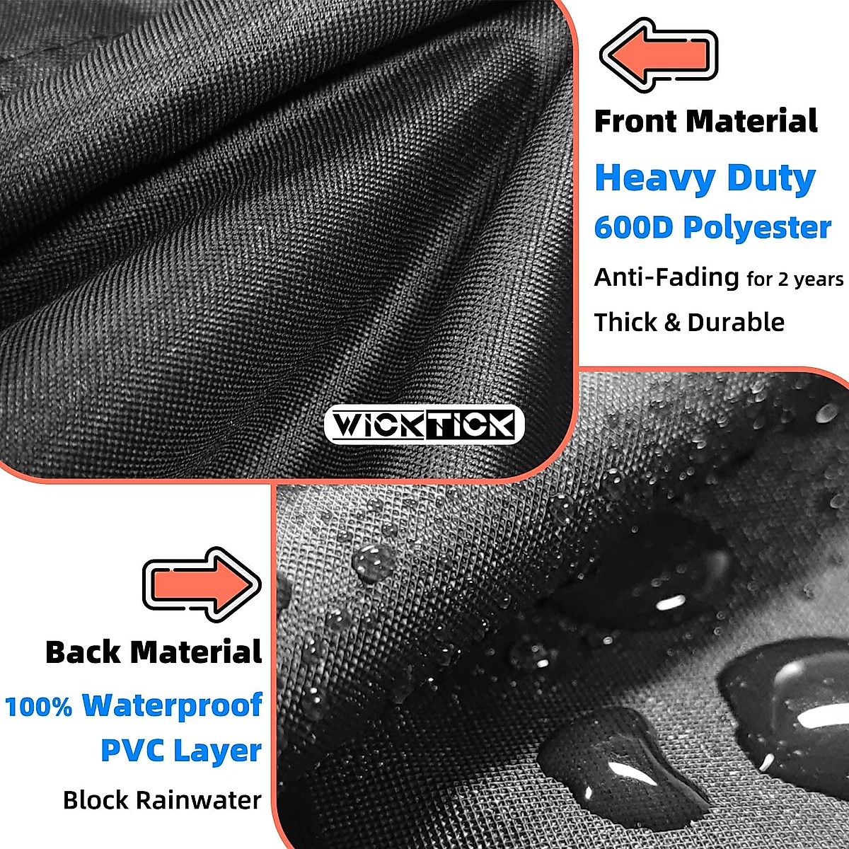 WICKTICK Square Gas Fire Pit Cover 30 x 30 x 25 Inch, Waterproof & 600D Heavy Duty Fire Table Cover, Compatible with Ciays, Xbeauty, Bali Outdoors and More 28x28, 30x30 Inch Patio Propane Firepits