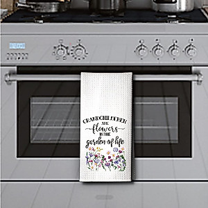 Hafhue Grandchildren are Flowers in The Garden of Life Funny Kitchen Towel Gifts for Women Sisters Friends Mom Aunts Grandmama, Housewarming Gift New Home Gift for Women Neighbors, Grandmama Gifts