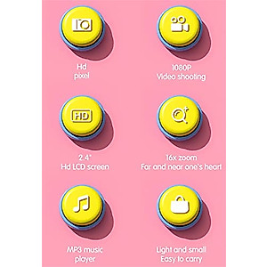 Kids Camera Vlogging Camera Video Digital DV Camera MP3 for Boys Girls Mini Gift 16x Zoom Photography (No Card,Blue)