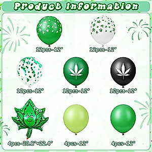 48 Pcs Weed Balloons Pot Leaf Party Decorations Pot Leaf Latex Balloons Weed Decor Pot Leaf Shape Foil Balloons Green Confetti Balloon Weed Print Gifts for Summer Hawaii Style Tropical Party Supplies