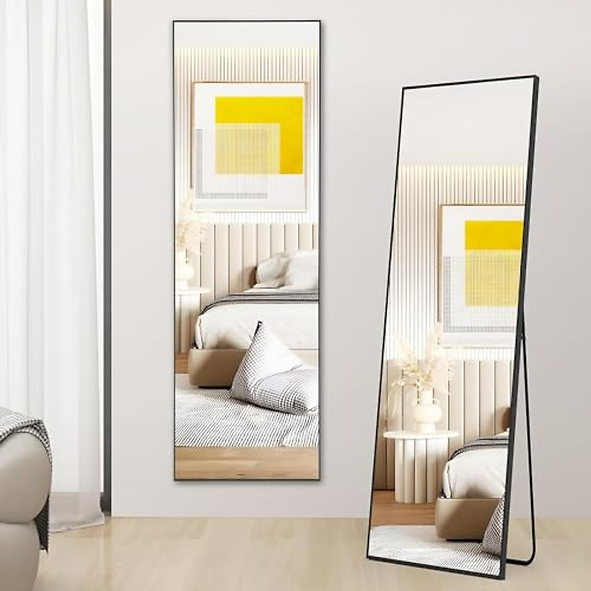 YSSOA Round Wall Mirror, Circle Mirror for Bathroom, Entry, Dining Room & Living Room Metal Black Frame Wall Mount Mirror, 24 inch