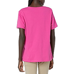 HUK Women's V Neck Tee | Ladies T-Shirt with UPF 30+ Sun Protection, Logo-Rose Violet, X-Large