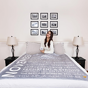 Pavilion GIft Company - November 11 oz Wax Reveal Candle, Natural Soy Wax Birthstone Candle, Jasmine Scented, Gemstone Candle with Crystal Inside, Birthday Gifts for Women, 1 Count