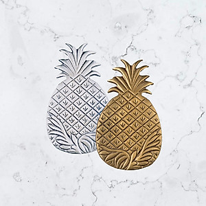 India Handicrafts Brushed Gold Tone Pineapple 9.5 x 5.5 Aluminum Trivet