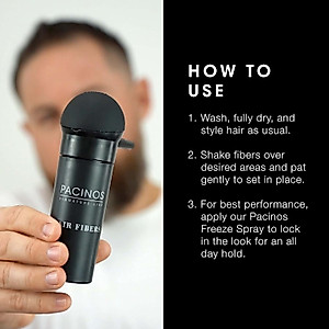 Pacinos Hair Fiber Kit - Conceal Thinning Hair Instantly with Fiber Hold Spray - Black