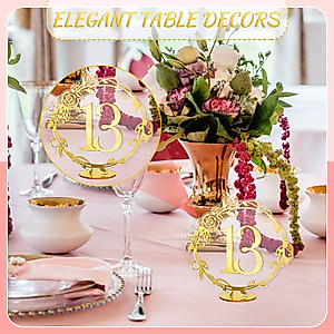 20 Pieces Table Numbers Wedding Table Numbers 1-20 Gold Acrylic Table Numbers for Wedding Reception Table Numbers Stands with Holder Base Elegant Mirror Table Numbers for Wedding Party Event Catering