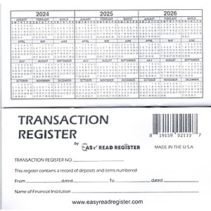 Easy Read Register 12 Check registers for Personal Checkbook - Checkbook Ledger Transaction Registers Log for Personal or Business Bank Checking Account, Saving Account, Deposit, Credit Card,