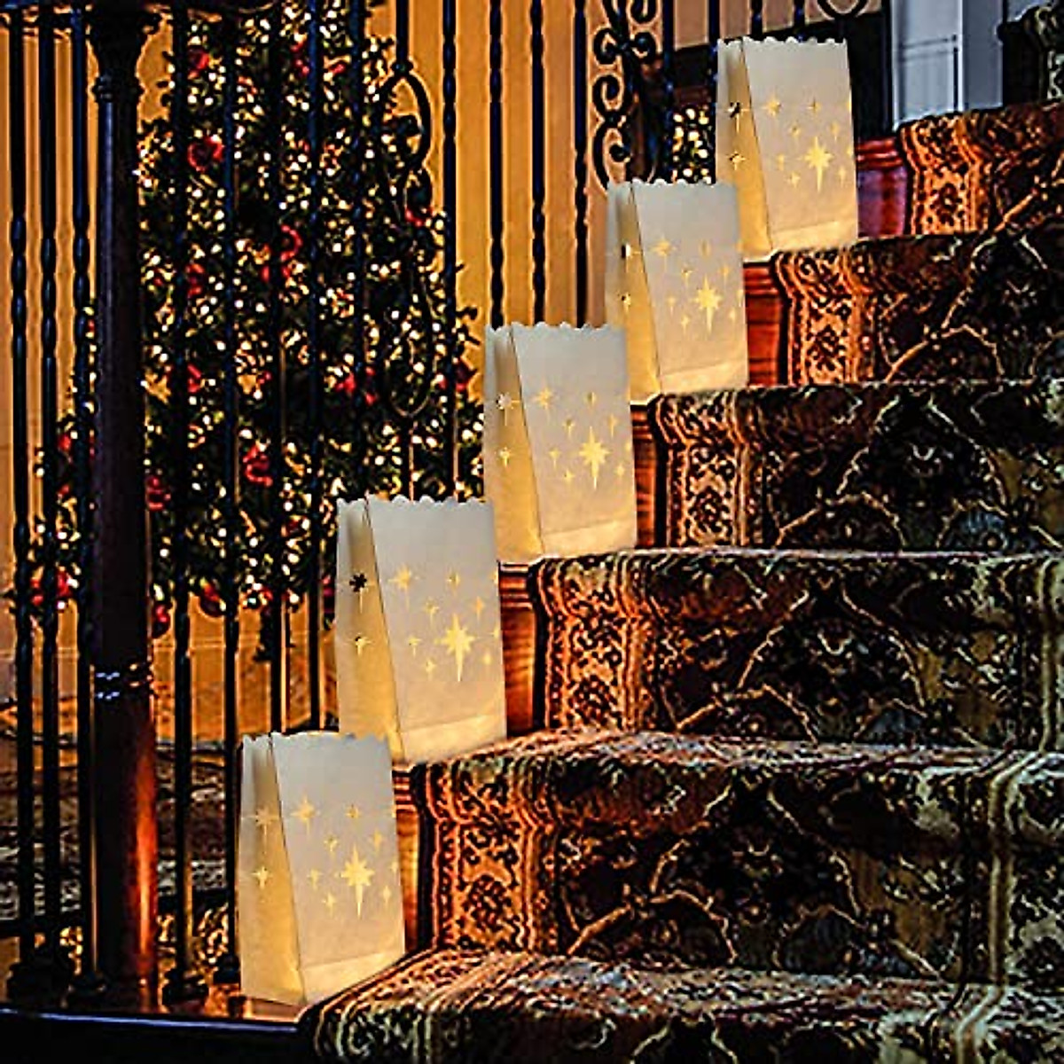 Homemory Value Set - 50 Luminary Bags & 100 LED Tea Lights, Long Lasting Battery Included, Ideal for Various Decor