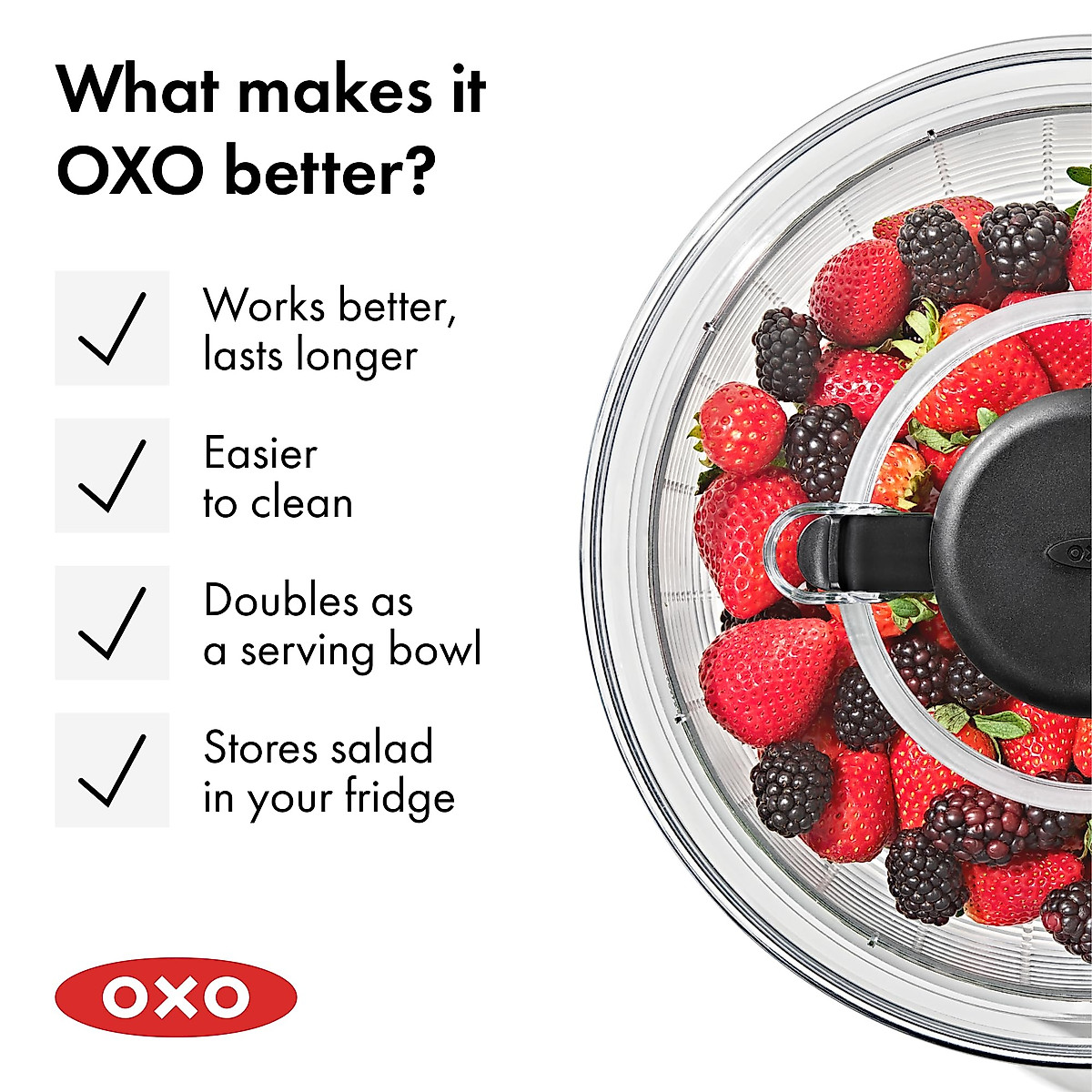 OXO Good Grips Large Salad Spinner - 6.22 Qt., White