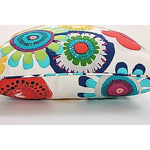 Pillow Perfect Bright Floral Outdoor Throw Accent Pillow, Plush Fill, Weather, and Fade Resistant, Small Lumbar - 11.5" x 18.5", Blue/Ivory Crosby, 2 Count