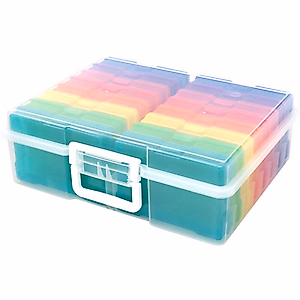 Craftelier - Portable Transparent Storage Box with 16 Mini Translucent Coloured Boxes for Scrapbooking and other Craft Supplies | Includes Snap Closure | Size Approx. 38,10 x 32,30 x 12,70 cm
