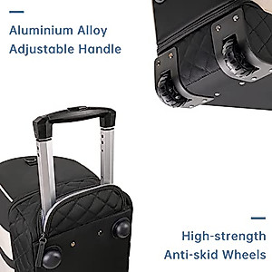 ETRONIK Rolling Duffle Bag with Wheels, 21 Inch Flight Approved for Travel Toiletry Bag, Carry on Luggage Overnight Bags Women Shoe Compartment, Beige