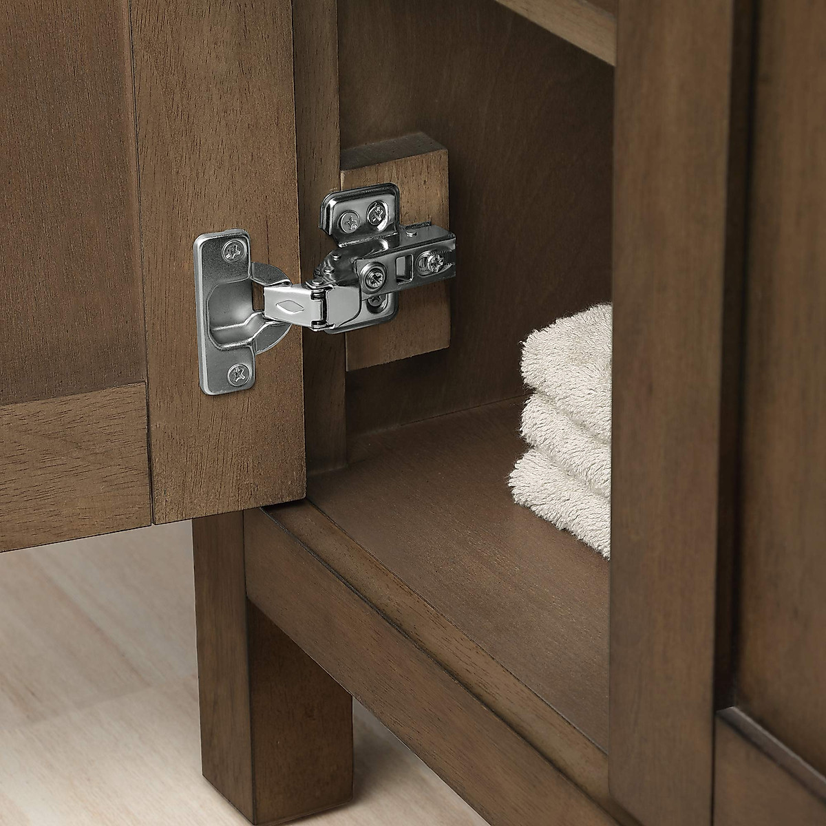 OVE Decors Maya Plus 36 in. Single Sink Bathroom Vanity in Almond Latte Finish, Black Hardware and Included Power Bar