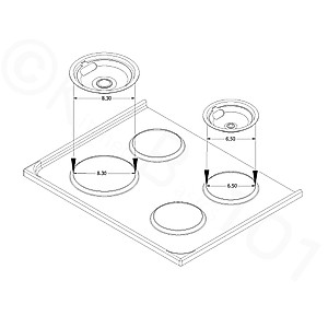 KITCHEN BASICS 101 Made in the USA 4 Pack (2) 6" & (2) 8" Replacement Chrome Drip Pans for Whirlpool W10278125 W10196405 W10196406