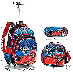 Meetbelify 3Pcs Rolling Backpack for Boys,School Backpack with Wheels for Boys