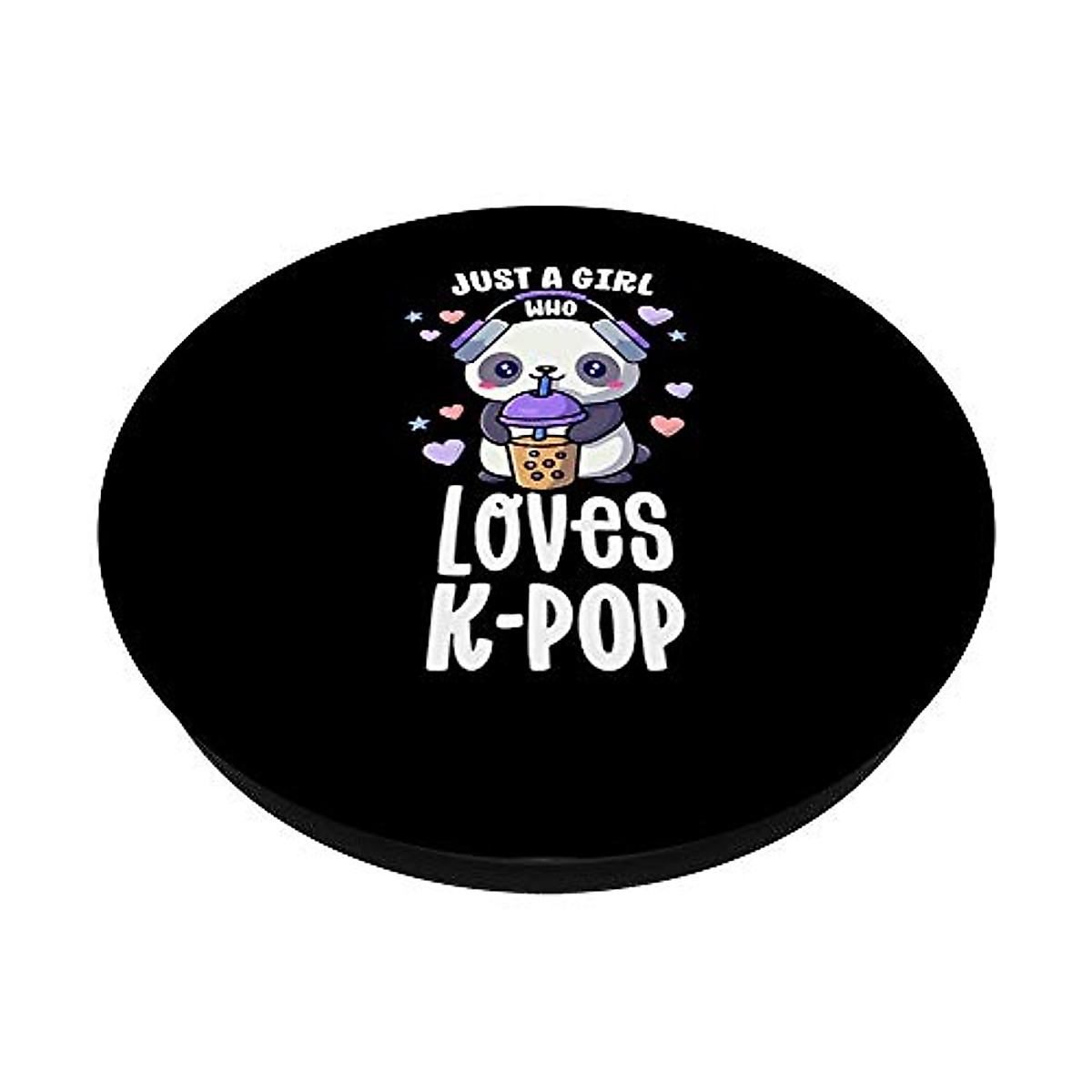 Just A Girl Who Loves K-Pop Shirt Gift Kawaii Boba And KPop PopSockets PopGrip: Swappable Grip for Phones & Tablets