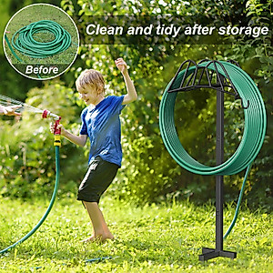 Garden Hose Holder Freestanding, Extra Thick Water Hose Stand, Heavy Duty Metal Garden Hose Storage,Garden Hose Reel, Water Hose Holders for Outside, Detachable Outdoor Hose Holder