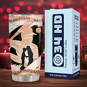 34HD Mothers Day Gifts for Mom, Baseball Mom Tumbler with Lid, 20oz Vacuum Insulated Baseball Coffee Mug Sport, Cool Birthday Softball Gifts for Mama from Son, Husband